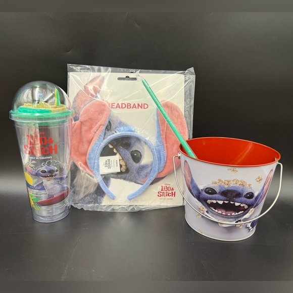 Disney | Other | Lilo Stitch Popcorn Bucket Ears Cup Set New Regal ...